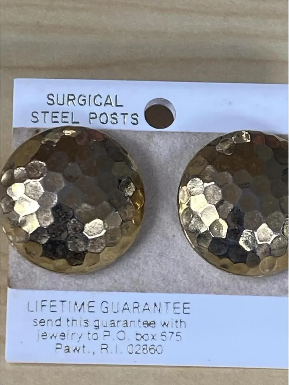 Jewelry | Goldtone Hammered Round Metal Dome Shape Earringspierced ...